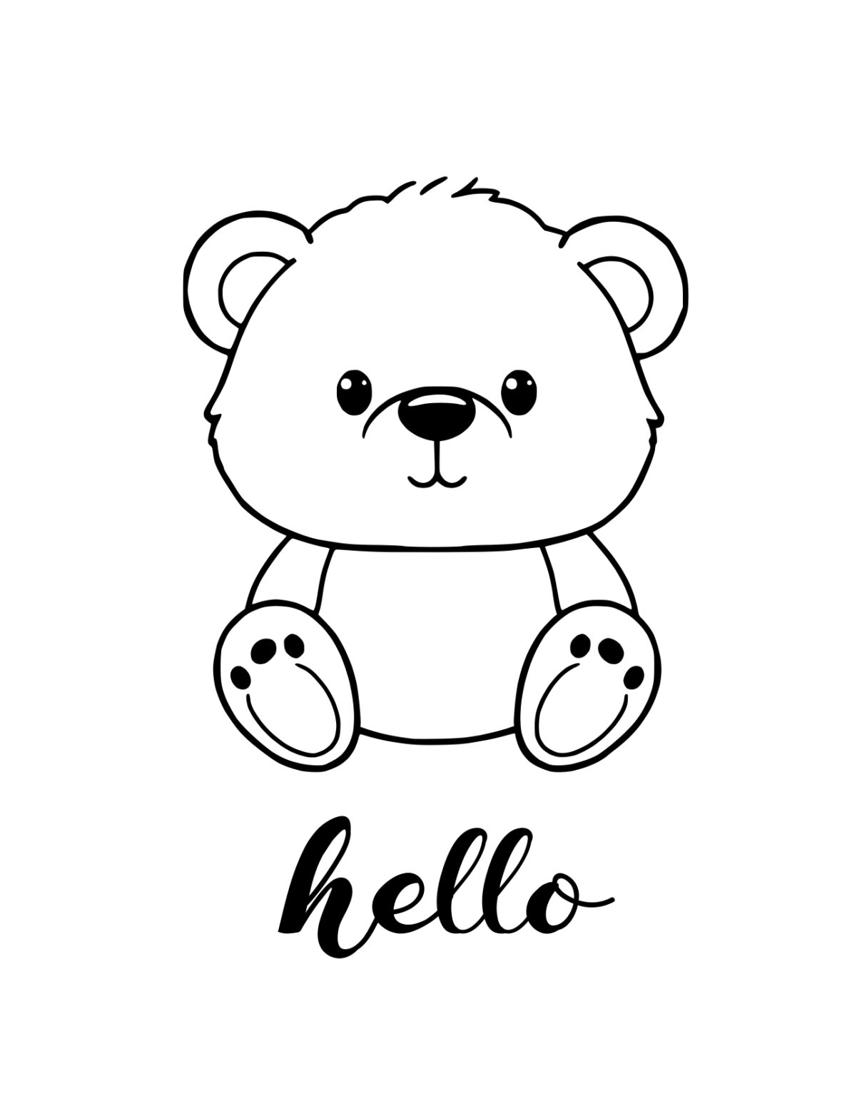Cartoon Bear Coloring Page – Free Printable PDF - Pagevia