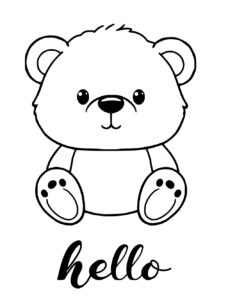 Bear Coloring Page: Teddy Bear “Hello” (Free Printable PDF) - Pagevia
