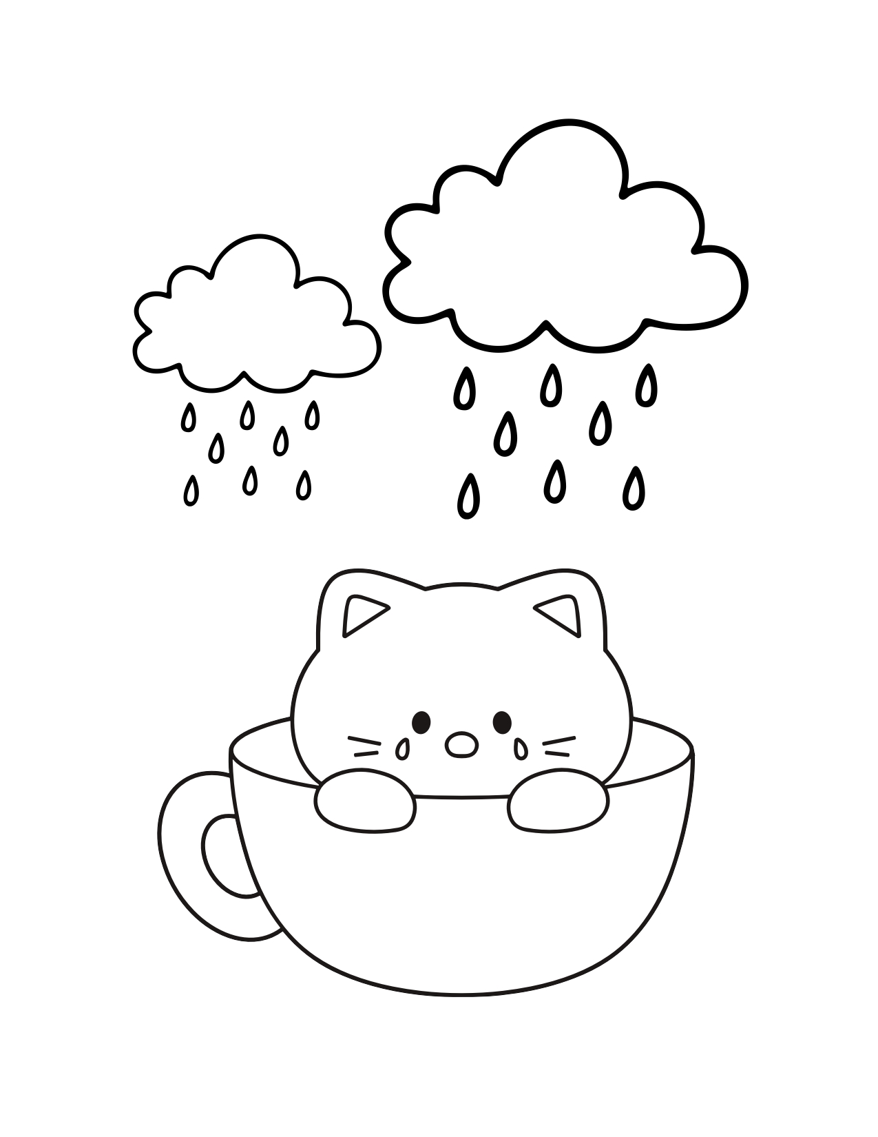 Cartoon Cat Coloring Page – Free Printable PDF - Pagevia